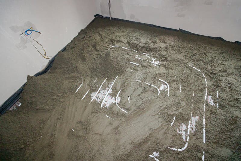 Sand and Cement Floor Screed Over Floor Heating System in Residential ...