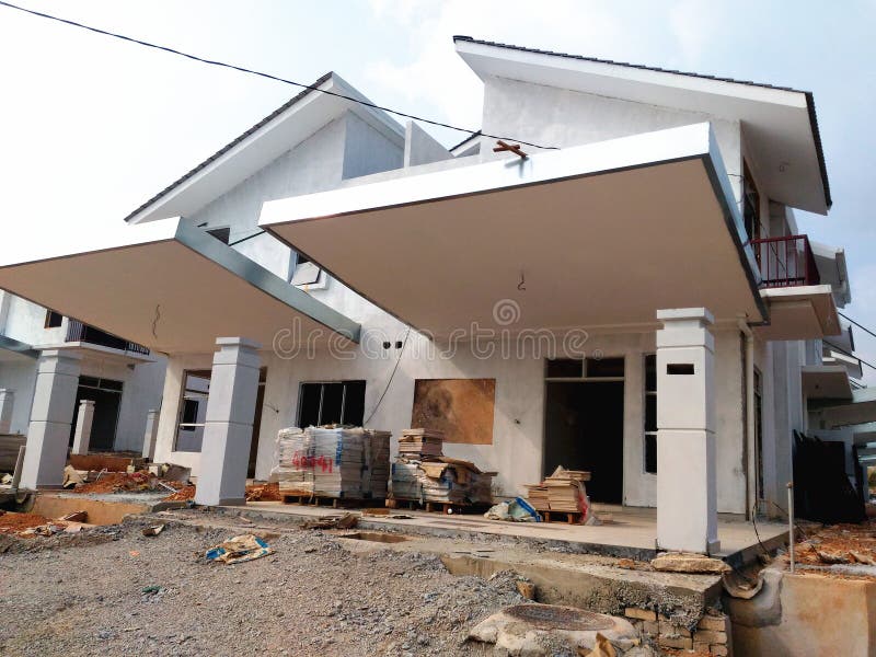 Semi Finished House Building At Construction Site Stock Image - Image ...