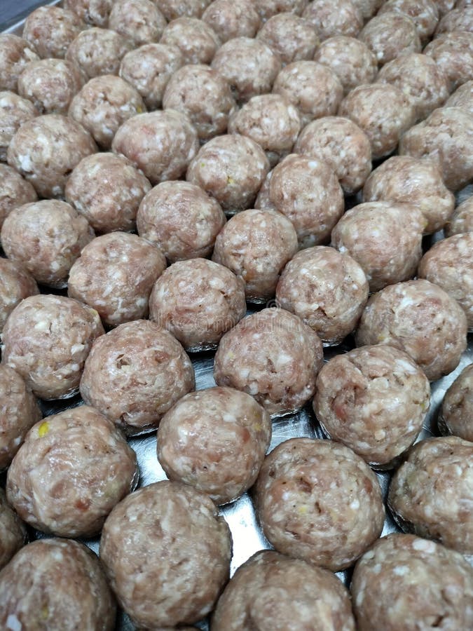 Semi - Finished Meat Products . Ready-made Meatballs Stock Photo ...