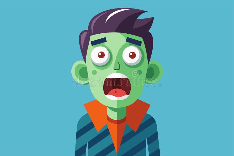 A Semi Flat Illustration of a Cartoon Character Looking Startled with a ...