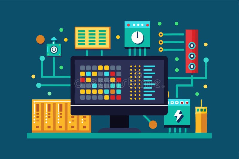 A Semi Flat Illustration Features Binary Code On A Computer Screen