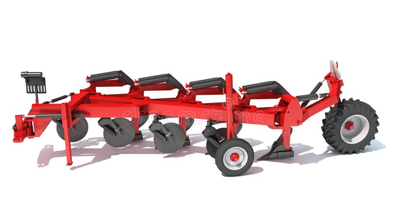 Semi Mounted Farm Plough 3D Rendering on White Background Stock ...