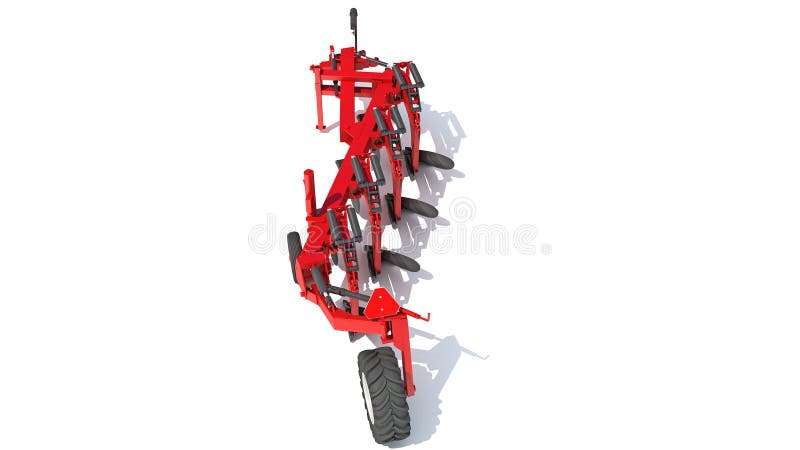 Semi Mounted Farm Plough 3D Rendering on White Background Stock ...