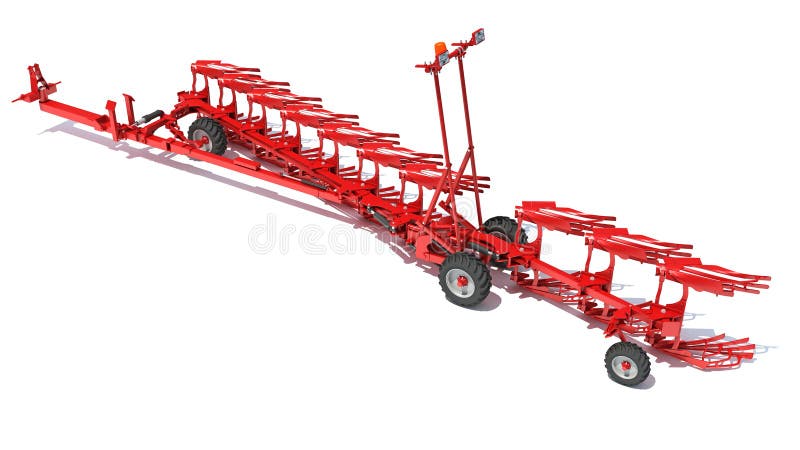 Semi Mounted Plough Farm Equipment 3D Rendering on White Background ...