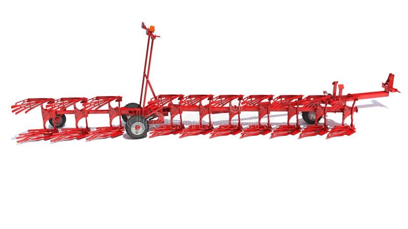 Semi Mounted Plough Farm Equipment 3D Rendering on White Background ...
