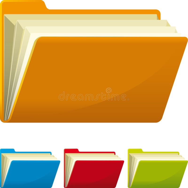 Semi Open Folder 3D Icon in Different Colors Stock Illustration ...