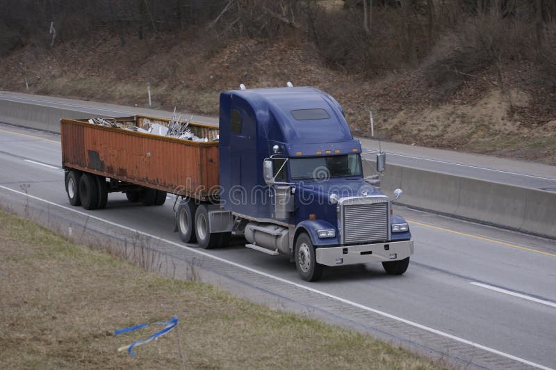 Semi Pulling Garbage Load stock image. Image of refuse - 713147