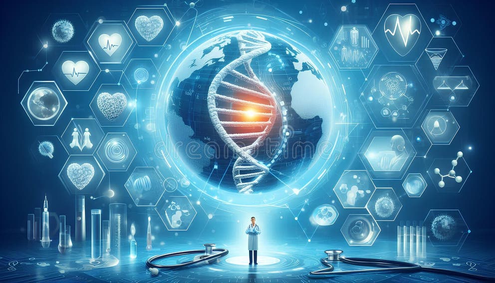 Semi-Realistic Medical Vector Featuring DNA and Genetic Structure Stock ...