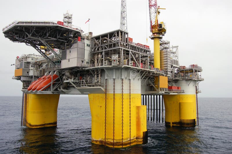 Semi Submersible Oil Platform in North Sea Stock Image - Image of ...