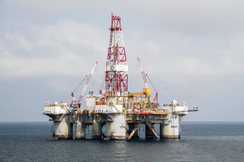 The Semi-submersible Drilling Rig West Alpha Inside the Norwegian Fjord ...