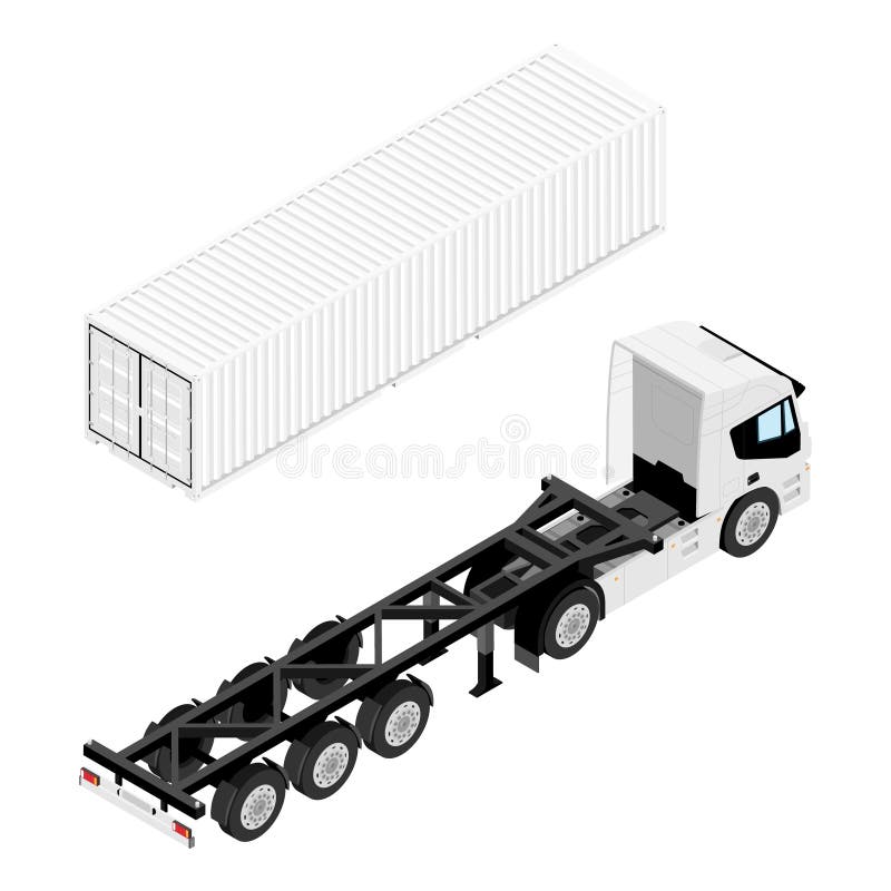 Vector Semi Trailer Truck Isometric View Isolated on White Background ...