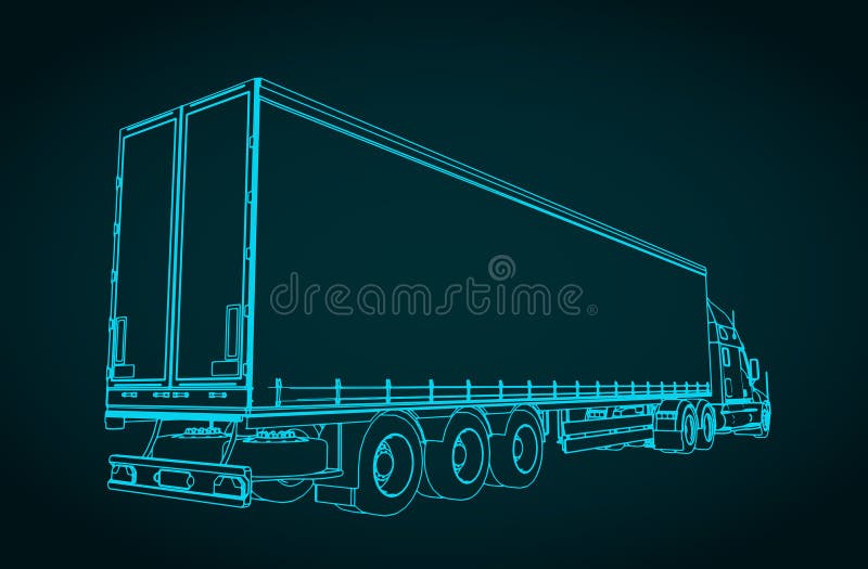 Semi trailer truck drawing stock vector. Illustration of highway ...