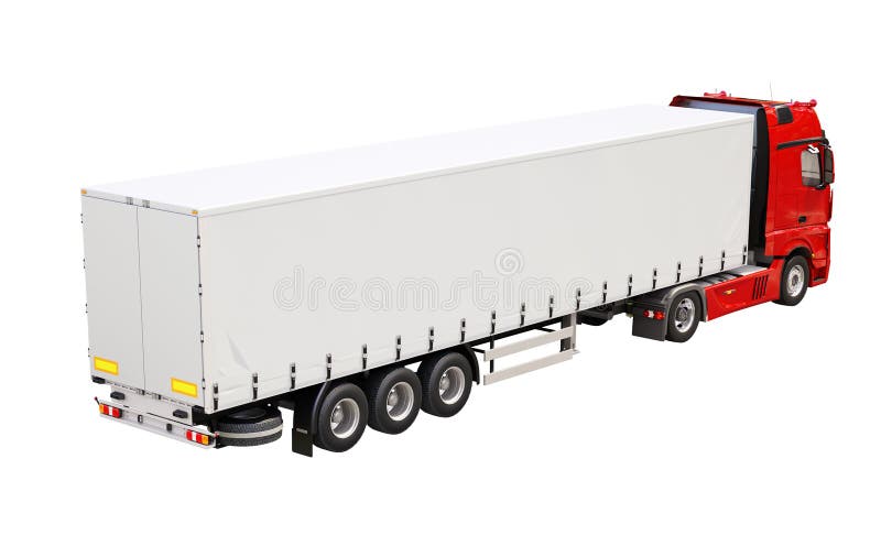 Side View of a Big Red Trailer Truck Stock Illustration - Illustration ...