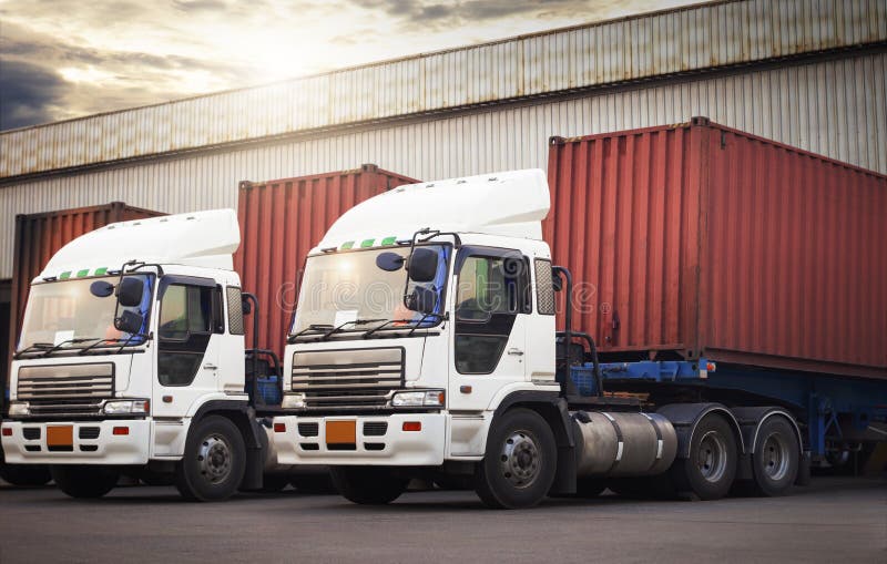 Semi Trailer Trucks Parked Loading Dock at Dock Warehouse. Delivery ... Semi Trailer Trucks Parked Loading Dock at Dock Warehouse. Delivery ...