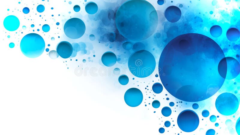 Semi-transparent Blue Circles Over a White Background Creating an ...