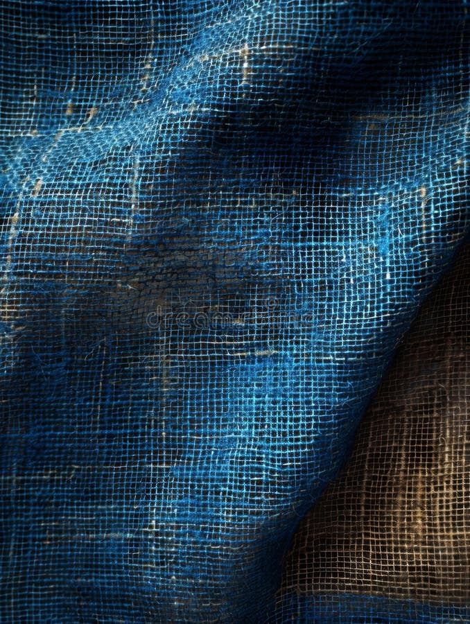Semi-transparent Blue Net Draped Over a Brown Surface, Highlighting the ...