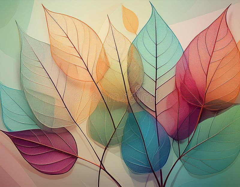 Semi Transparent Leaf Skeletons Layered Design Emphasizing Delicate ...