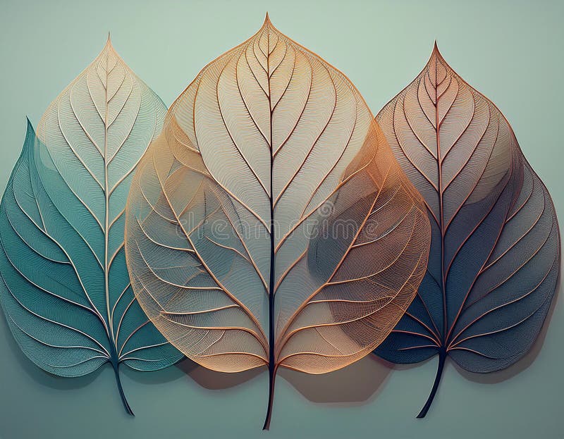Semi Transparent Leaf Skeletons Layered Design Emphasizing Delicate ...