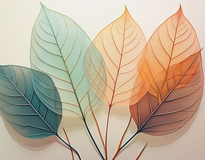 Semi Transparent Leaf Skeletons Layered Design Emphasizing Delicate ...
