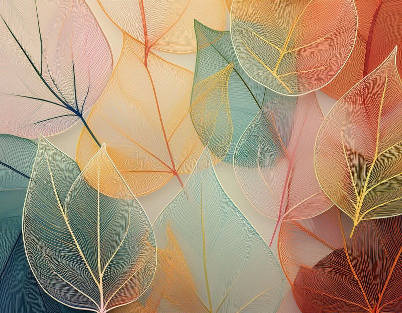 Semi Transparent Leaf Skeletons Layered Design Emphasizing Delicate ...