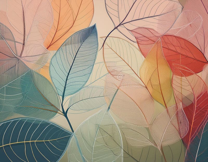 Semi Transparent Leaf Skeletons Layered Design Emphasizing Delicate ...