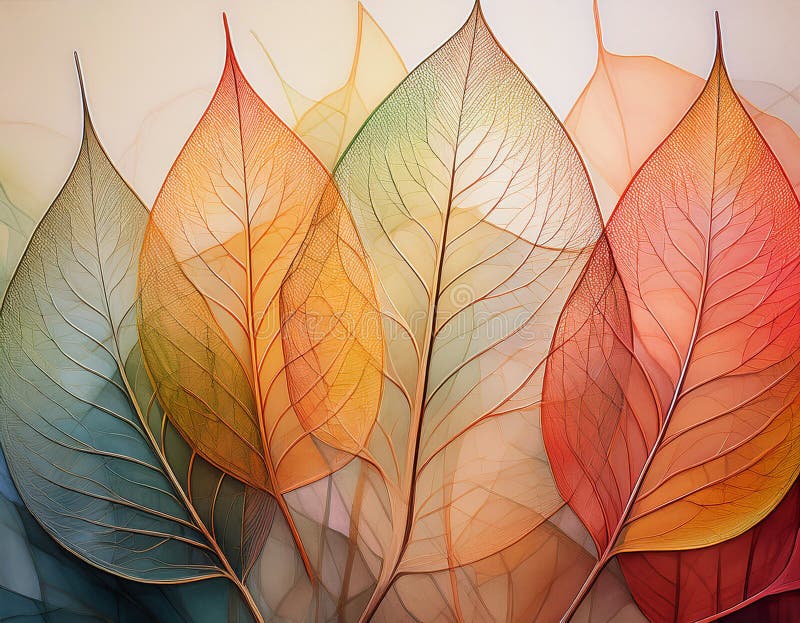 Semi Transparent Leaf Skeletons Layered Design Emphasizing Delicate ...