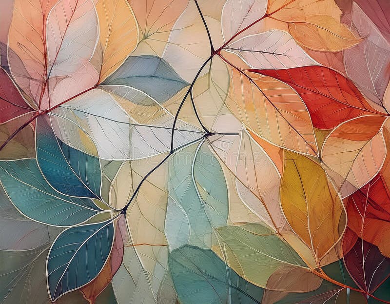Semi Transparent Leaf Skeletons Layered Design Emphasizing Delicate ...