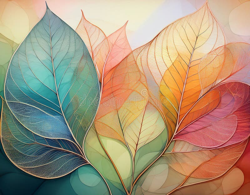 Semi Transparent Leaf Skeletons Layered Design Emphasizing Delicate ...