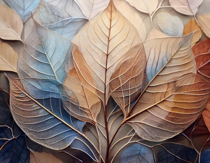 Semi Transparent Leaf Skeletons Layered Design Emphasizing Delicate ...