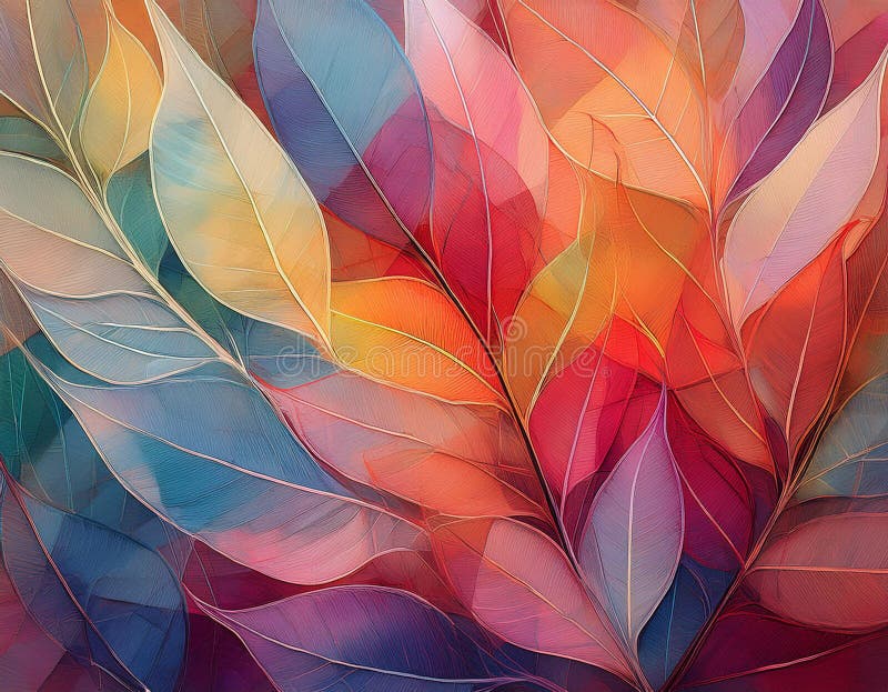 Semi Transparent Leaf Skeletons Layered Design Emphasizing Delicate ...