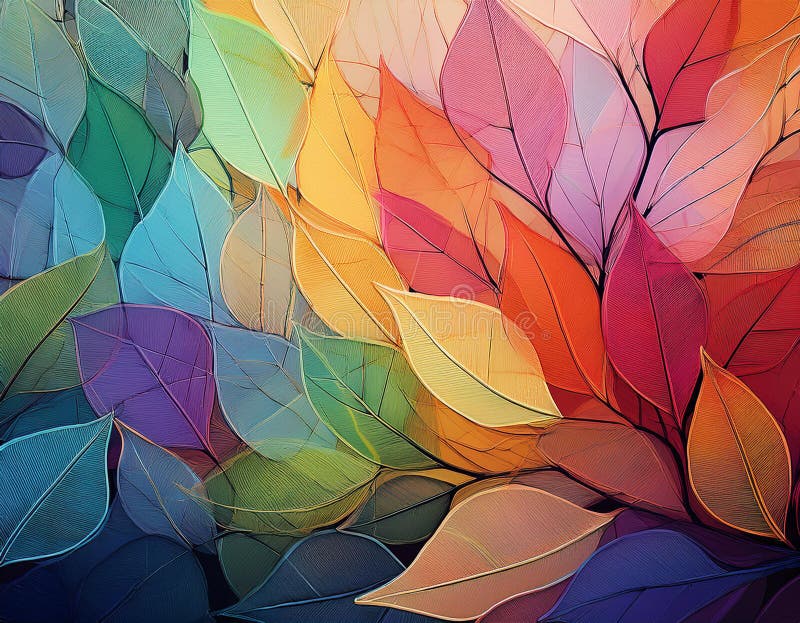 Semi Transparent Leaf Skeletons Layered Design Emphasizing Delicate ...