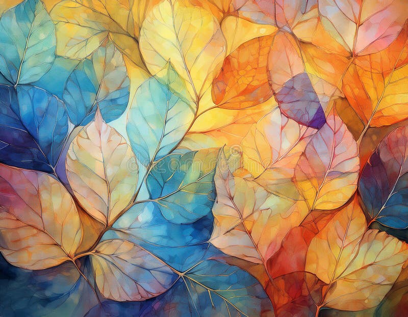 Semi Transparent Leaf Skeletons Layered Design Emphasizing Delicate ...