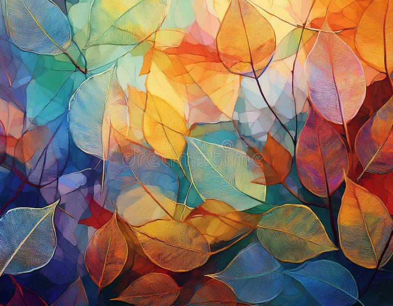 Semi Transparent Leaf Skeletons Layered Design Emphasizing Delicate ...