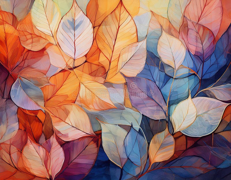 Semi Transparent Leaf Skeletons Layered Design Emphasizing Delicate ...