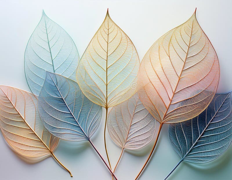 Semi Transparent Leaf Skeletons Layered Design Emphasizing Delicate ...