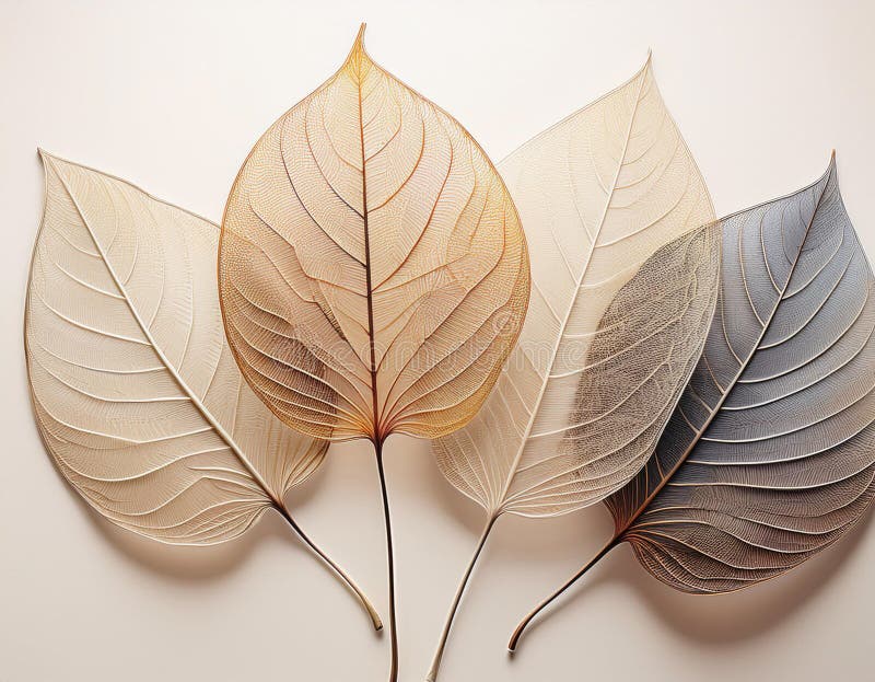 Semi Transparent Leaf Skeletons Layered Design Emphasizing Delicate ...