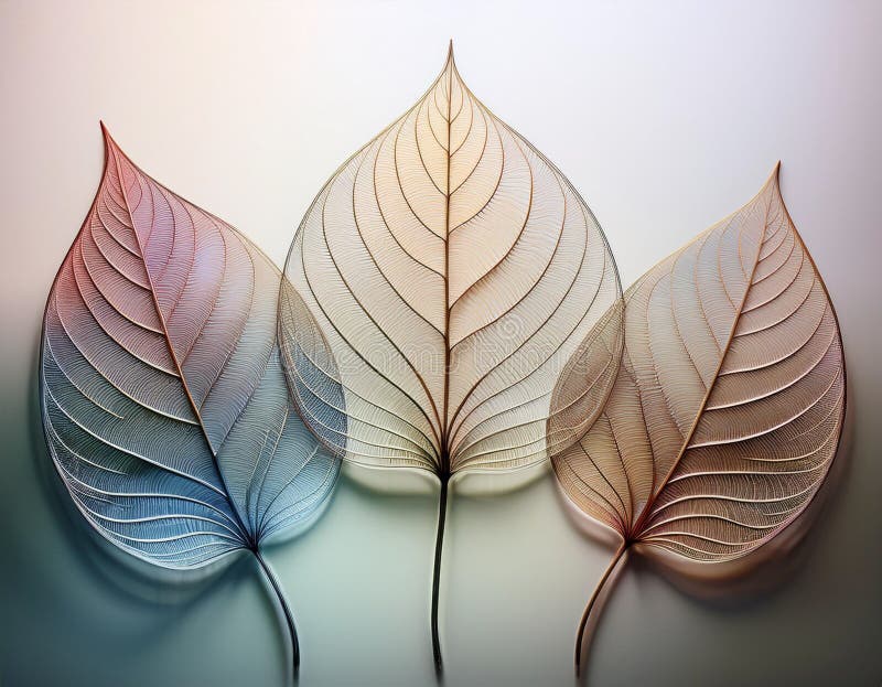 Semi Transparent Leaf Skeletons Layered Design Emphasizing Delicate ...