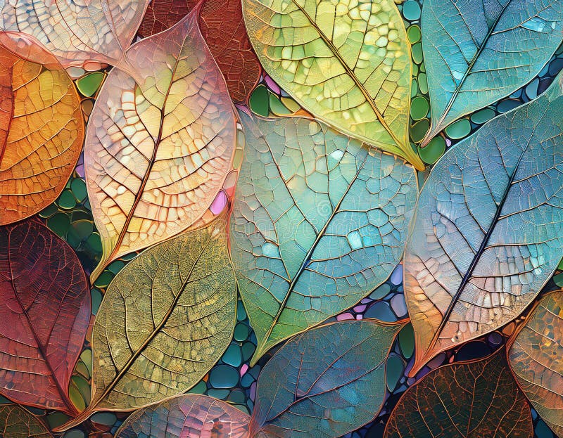 Semi Transparent Leaf Skeletons Layered Design Emphasizing Delicate ...