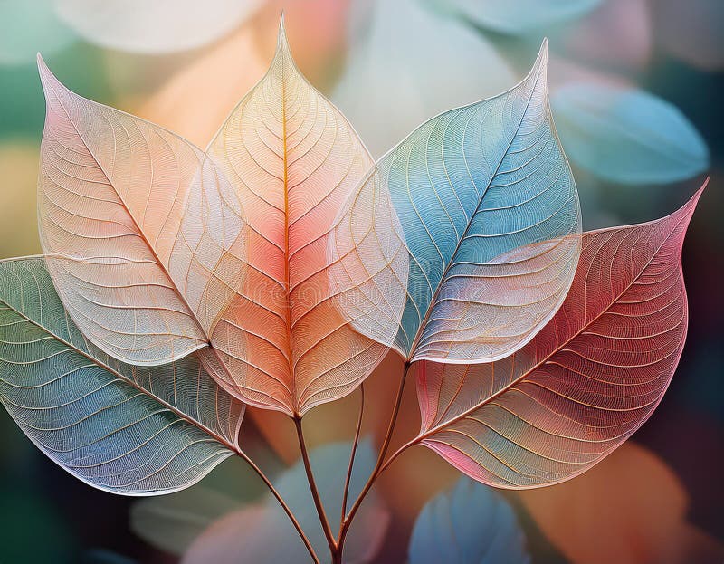 Semi Transparent Leaf Skeletons Layered Design Emphasizing Delicate ...