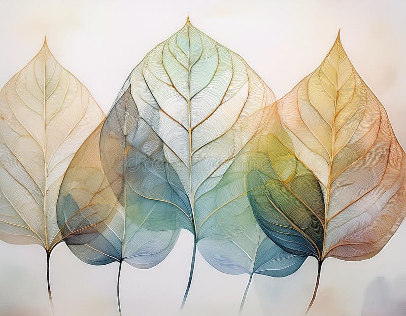 Semi Transparent Leaf Skeletons Layered Design Emphasizing Delicate ...