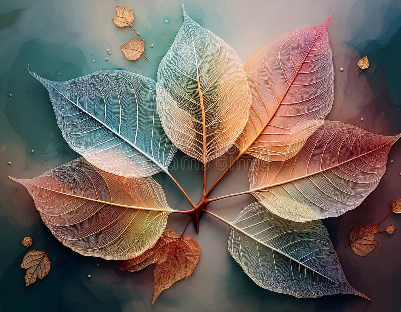Semi Transparent Leaf Skeletons Layered Design Emphasizing Delicate ...