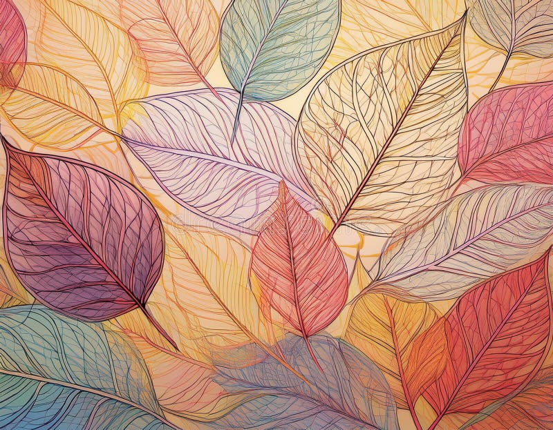 Semi Transparent Leaf Skeletons Layered Design Emphasizing Delicate ...