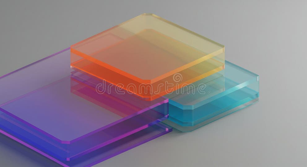Semi-transparent Rectangular Prisms in Vibrant Gradients Overlap, Creating an Interplay Stock ...