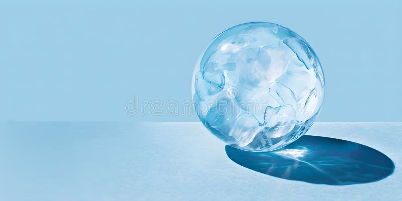 Semi-Transparent Stylized Ice Sphere on Blue Background Stock ...