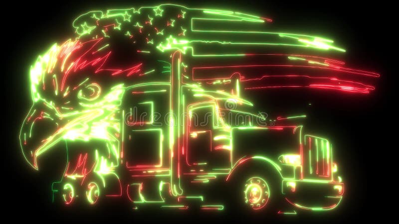 Semi Truck with American Flag and Eagle Head Stock Video - Video of ...
