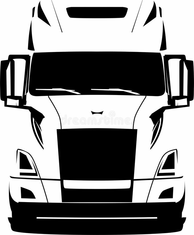 Semi Truck Black and White Logo Design Vector Stock Vector ...