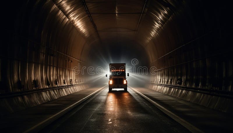 Semi Truck Delivering Cargo Container at Night Generated by AI Stock ...