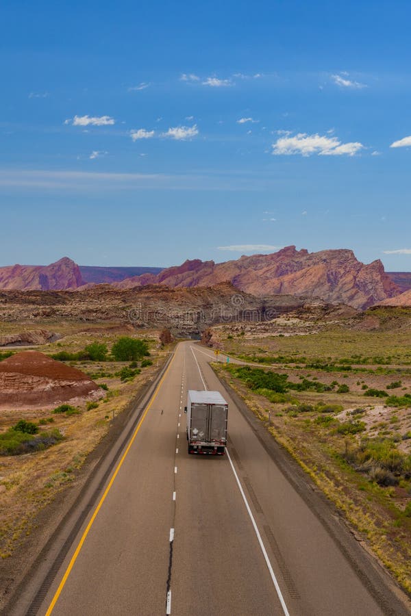 Semi-truck on Desert Highway in Utah Stock Photo - Image of sunny ...