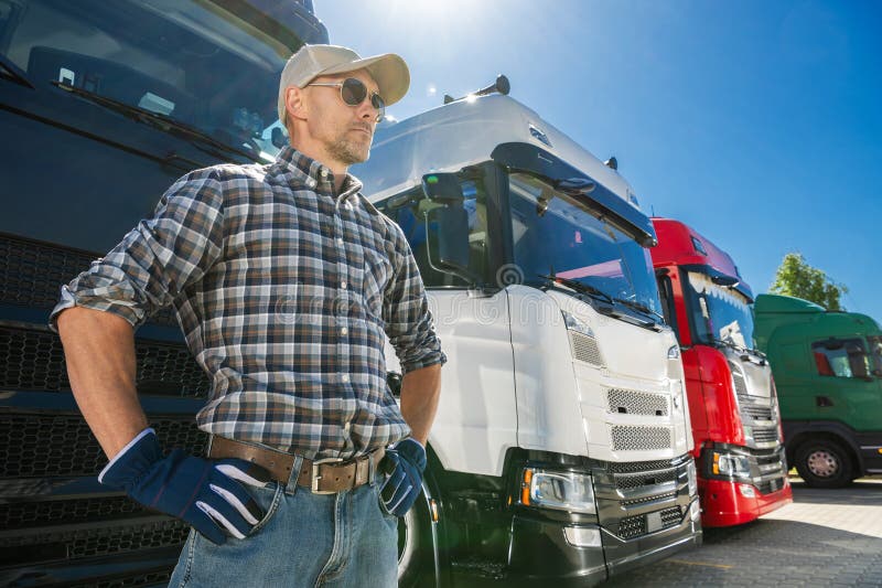 A Group of Trucks in the Logistics Center are Preparing To Load or ...