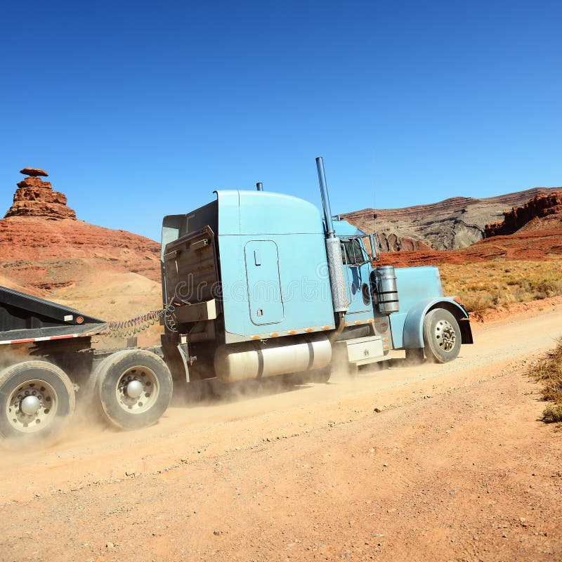 Semi-truck Driving Across the Desert Stock Photo - Image of ...